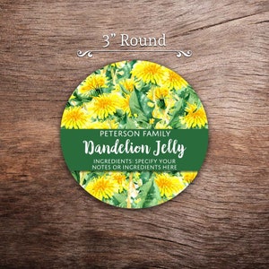 Customized Label - Dandelion Jelly, Dandelion Oil, Watercolor Style ...