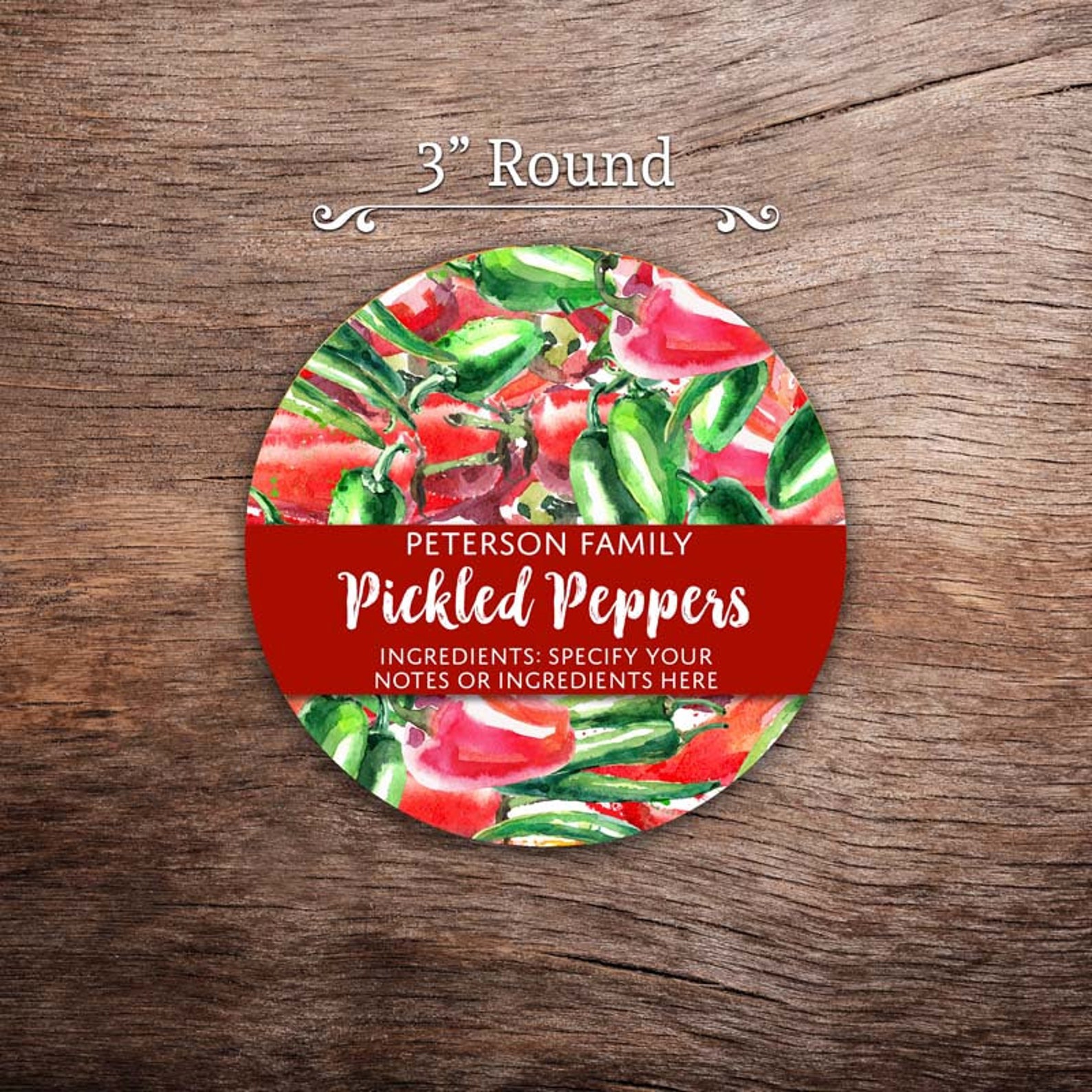 Customized Label for Pickled Peppers Watercolor Style | Etsy