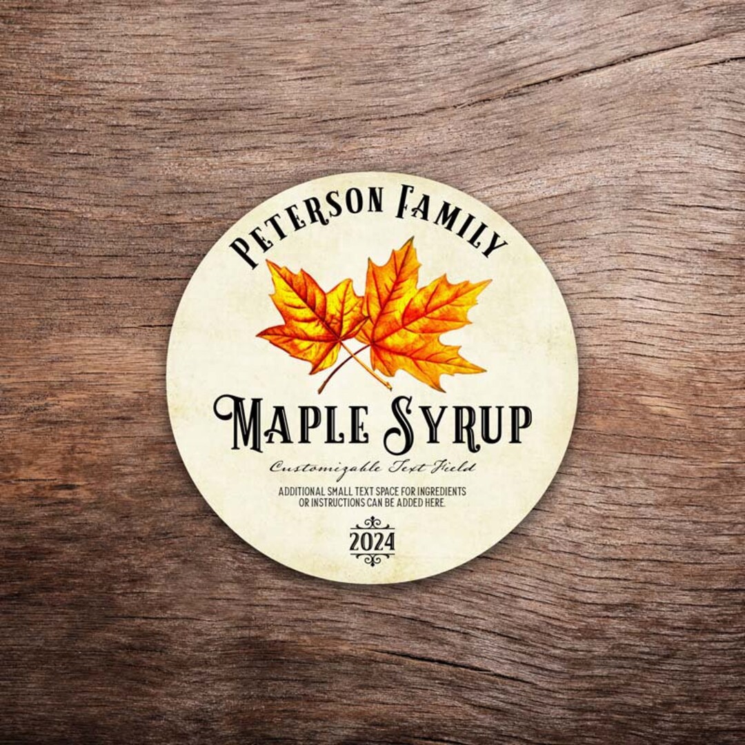 Vintage Style Maple Syrup Labels - Premium Printed Labels - All Text is ...