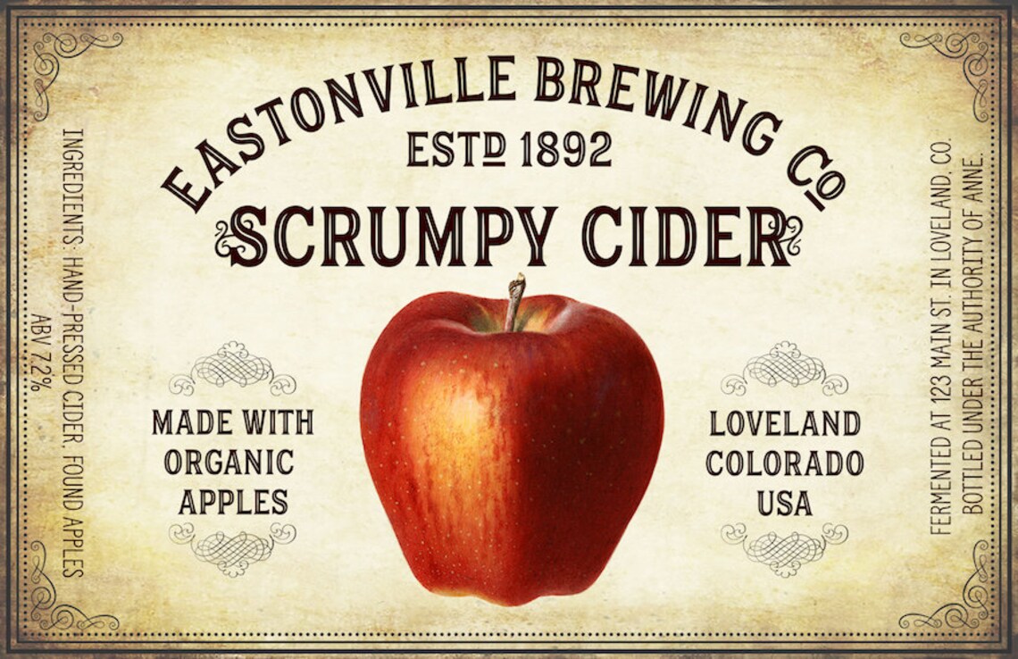 Customized Label - Homemade Apple Cider, Hard Apple Cider, Scrumpy ...