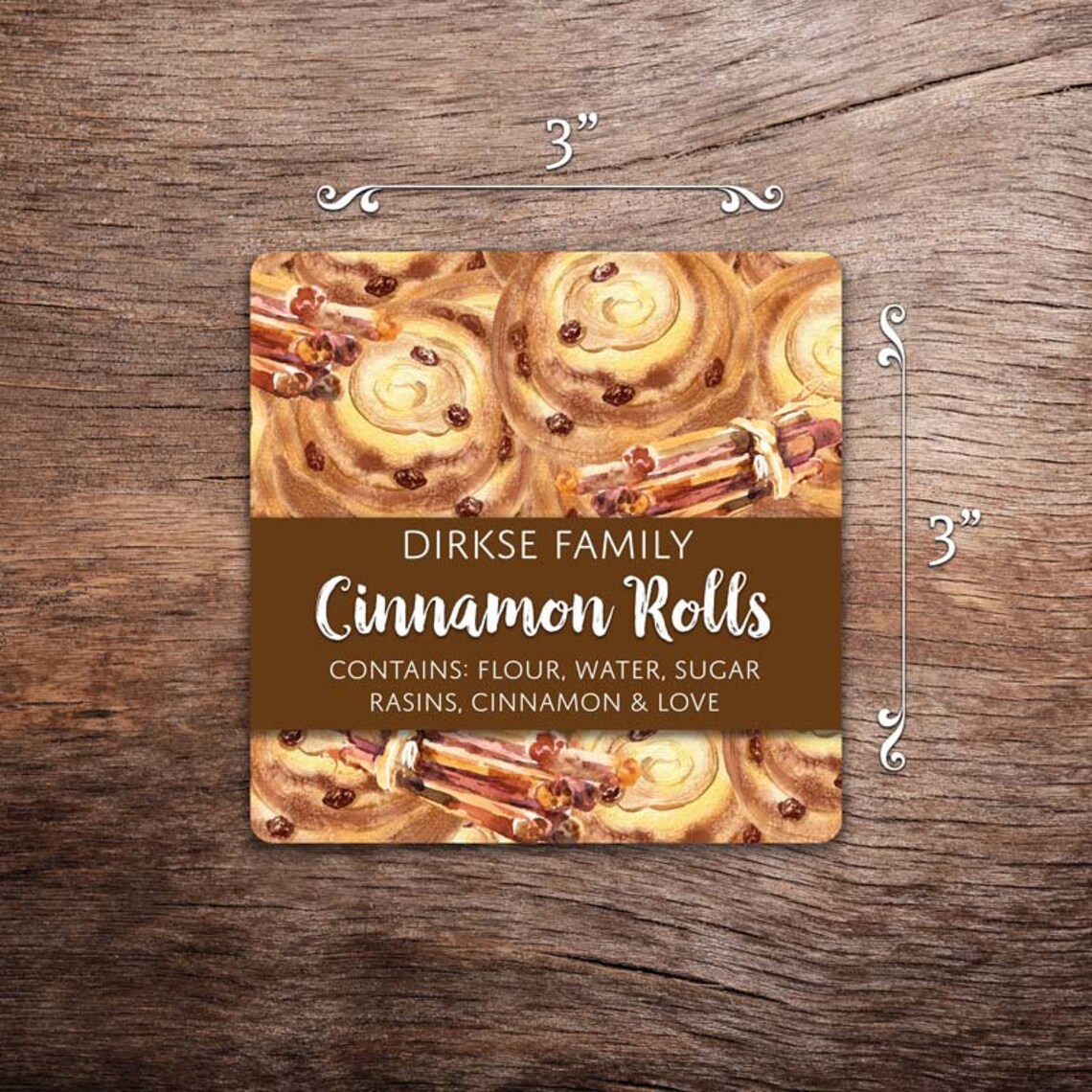Customized Label Cinnamon Rolls Watercolor Style Label - Etsy