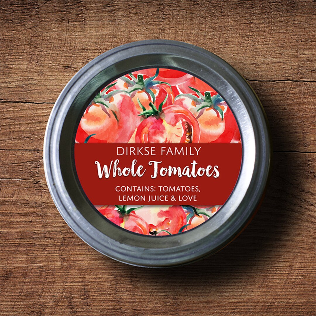 Tomato Canning Labels - Custom Printed Tomato Sauce Labels - Watercolor ...