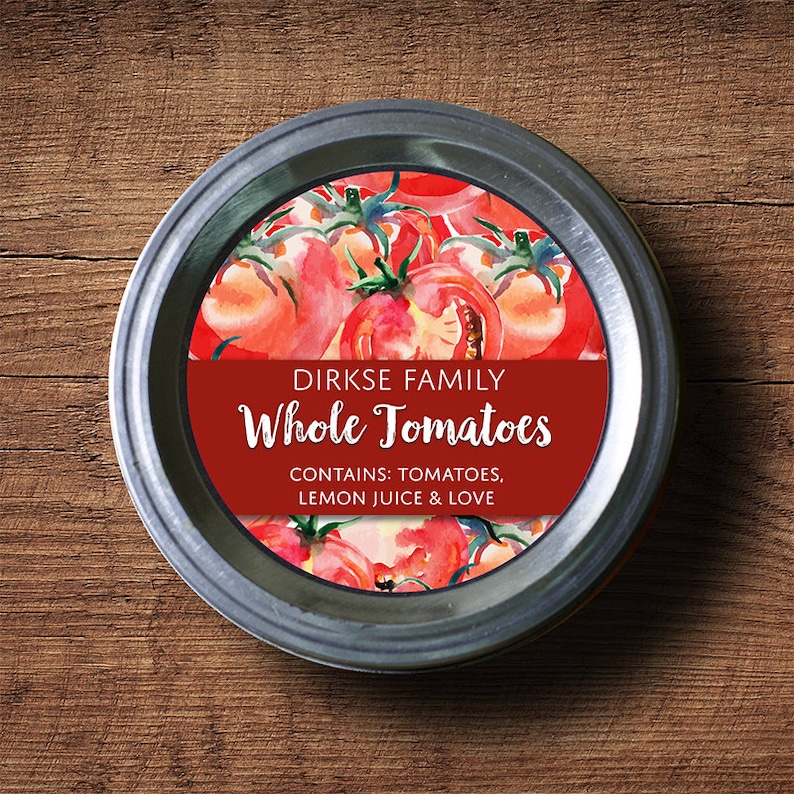 Tomato Canning Labels - Custom Printed Tomato Sauce Labels - Watercolor ...