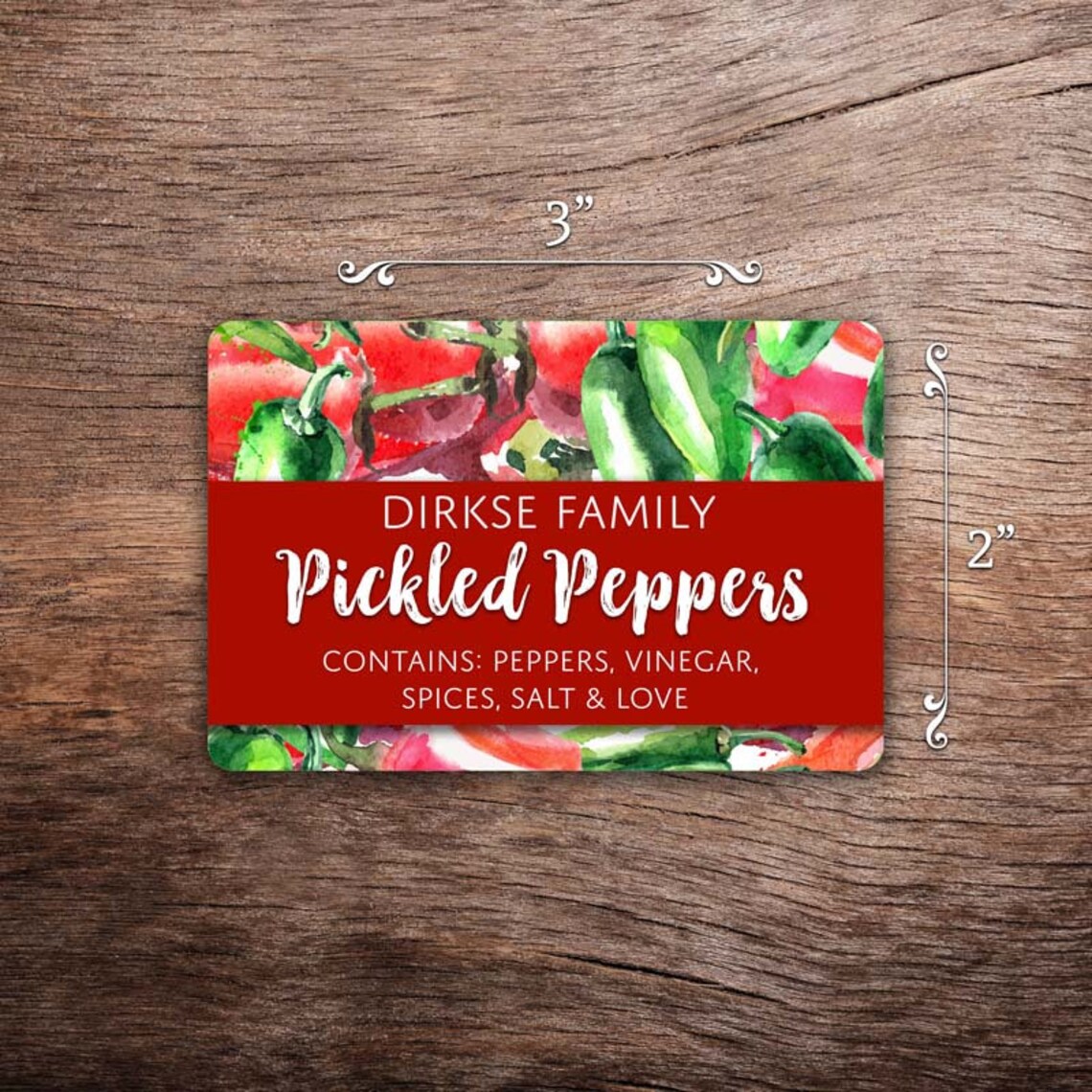 Customized Label for Pickled Peppers - Watercolor Style Canning Jar ...