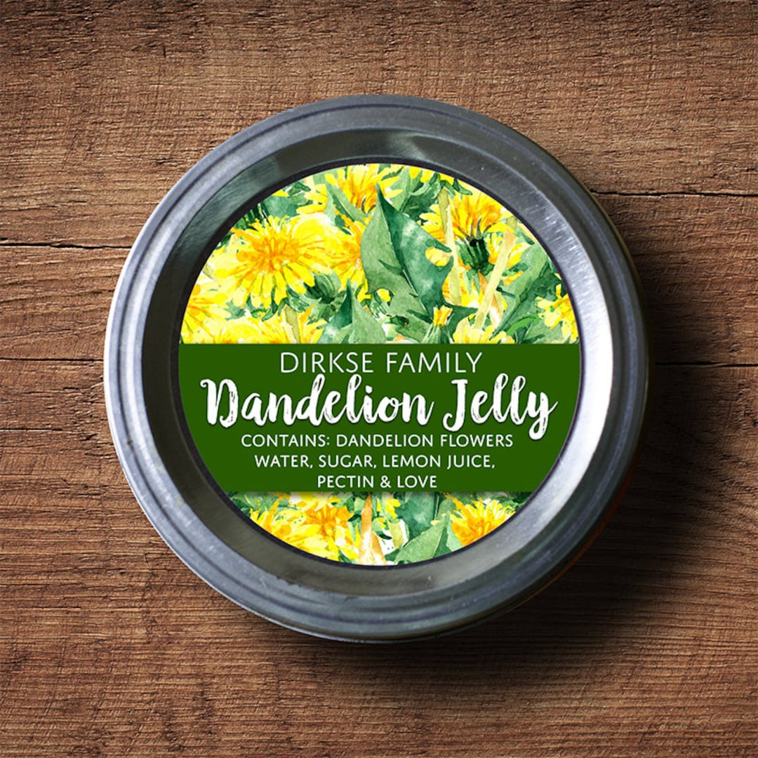 Customized Label - Dandelion Jelly, Dandelion Oil, Watercolor Style ...