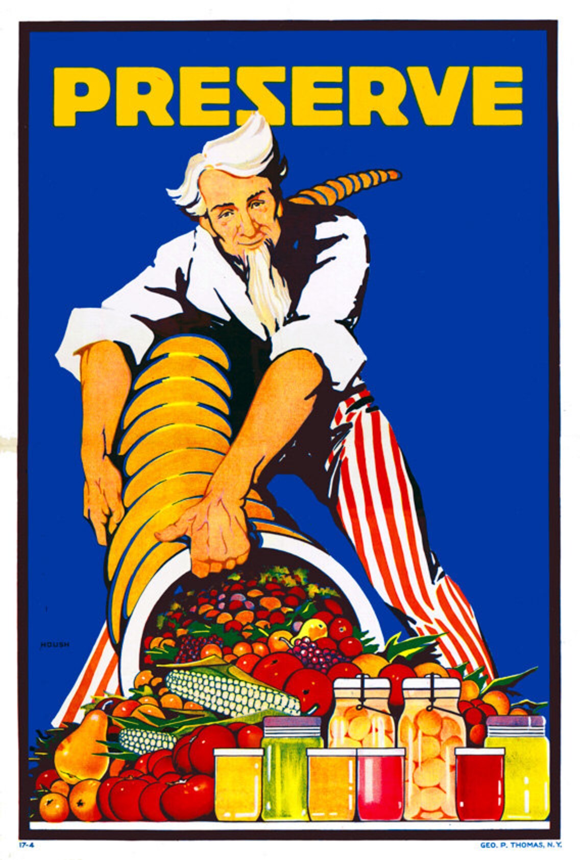 Preserve Poster - Uncle Sam With a Cornucopia of Fresh Produce and ...
