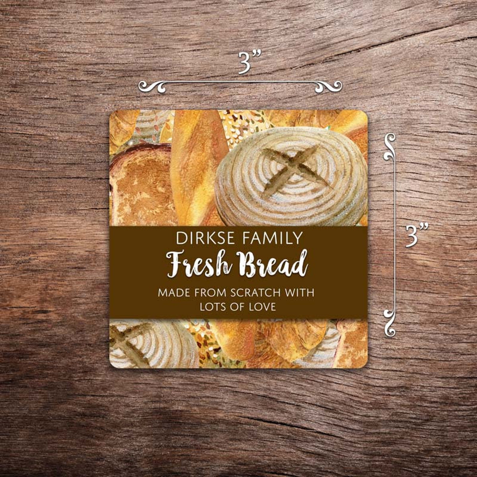 Customized Bread Label, Watercolor Style Label - Watercolor Bread Boule ...