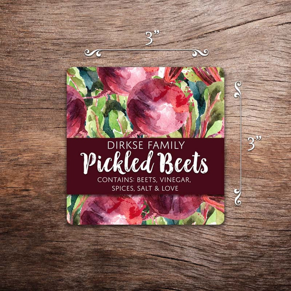 Customized Label Pickled Beets Watercolor Style Canning Jar | Etsy
