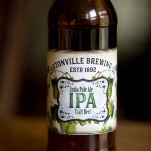 Customized Beer Label - IPA - Vintage Design With Hops - Custom ...