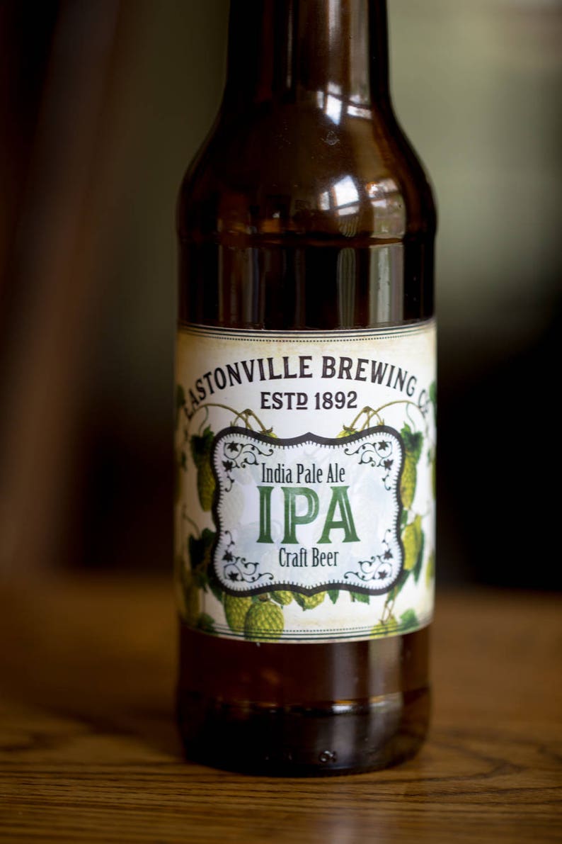 Customized Beer Label IPA Vintage Design With Hops - Etsy
