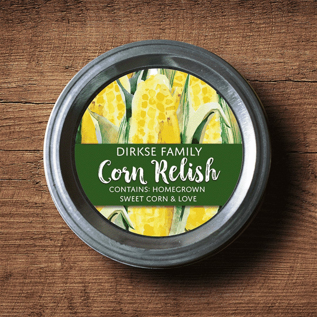 Customized Corn Canning Label - Custom Sweet Corn Labels - Watercolor ...