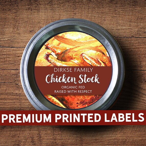 Customized Label Chicken Stock Bone Broth Watercolor | Etsy
