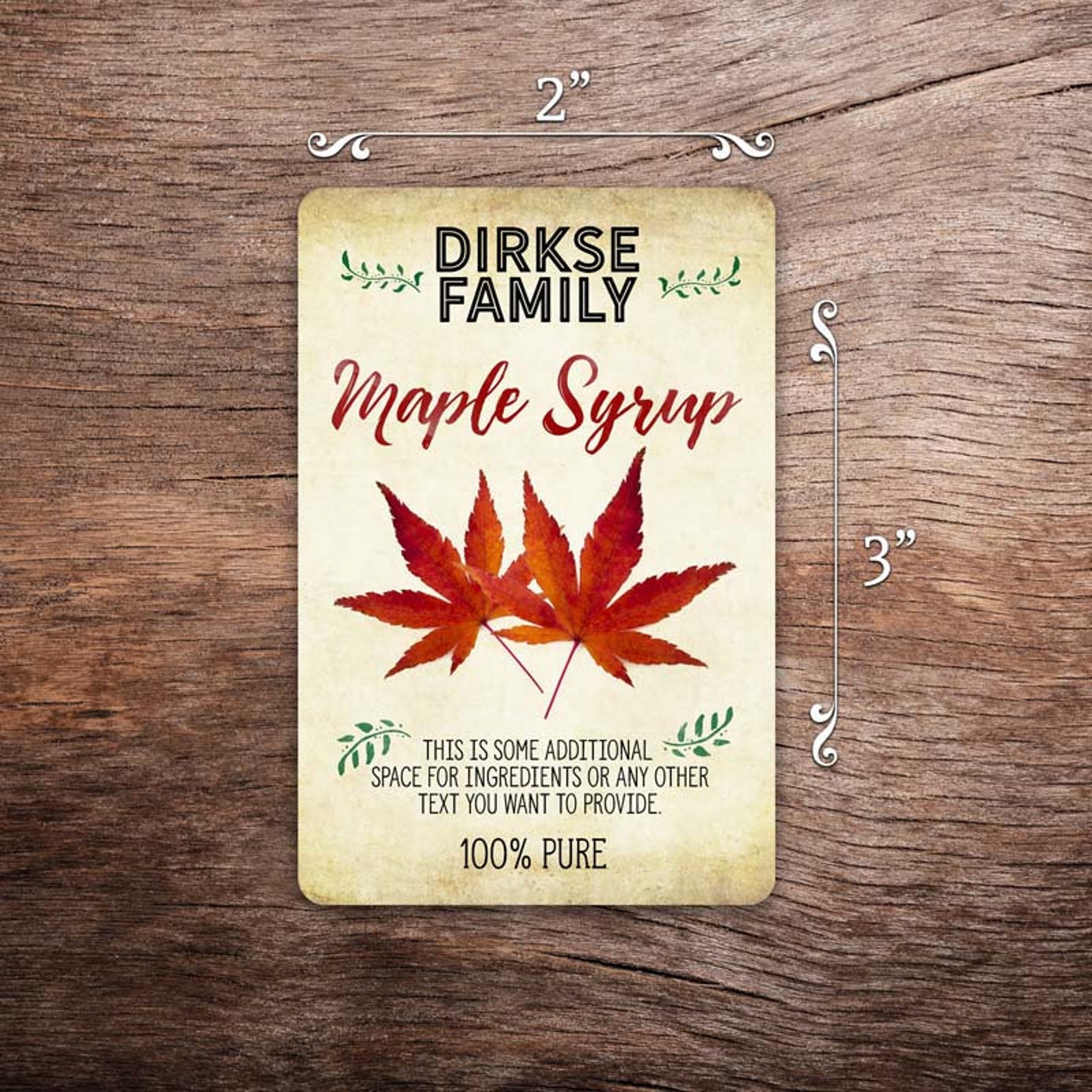 Customized Label Maple Syrup All Text is Customizable - Etsy