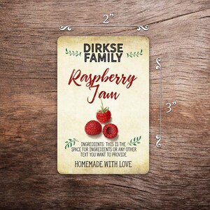 Customized Label - Raspberry Jam, Jelly, Preserves, Juice Canning Jar ...