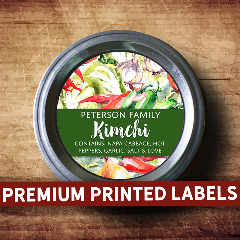 Customized Kimchi Label Watercolor Style Canning Jar Label | Etsy
