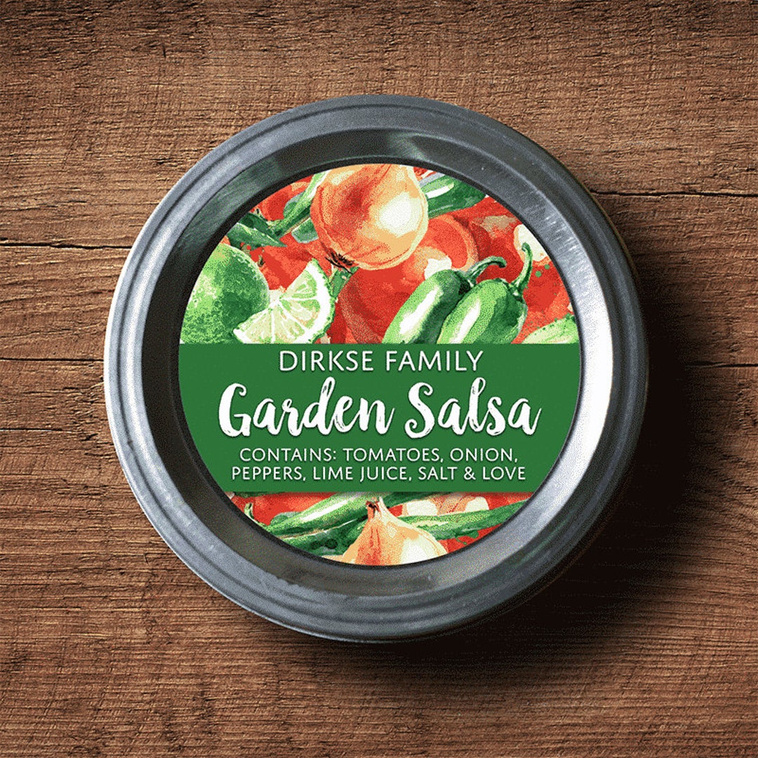 Customized Salsa Canning Label - Custom Hot Sauce Label - Watercolor ...