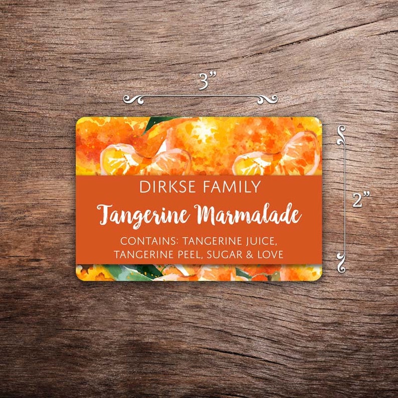 Customized Label - Tangerine Marmalade, Watercolor Style Canning Jar ...