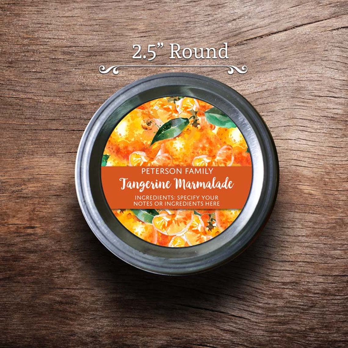 Customized Label - Tangerine Marmalade, Watercolor Style Canning Jar ...