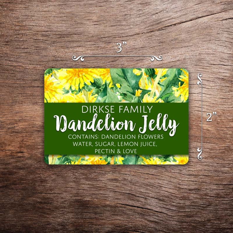 Customized Label Dandelion Jelly Dandelion Oil Watercolor | Etsy