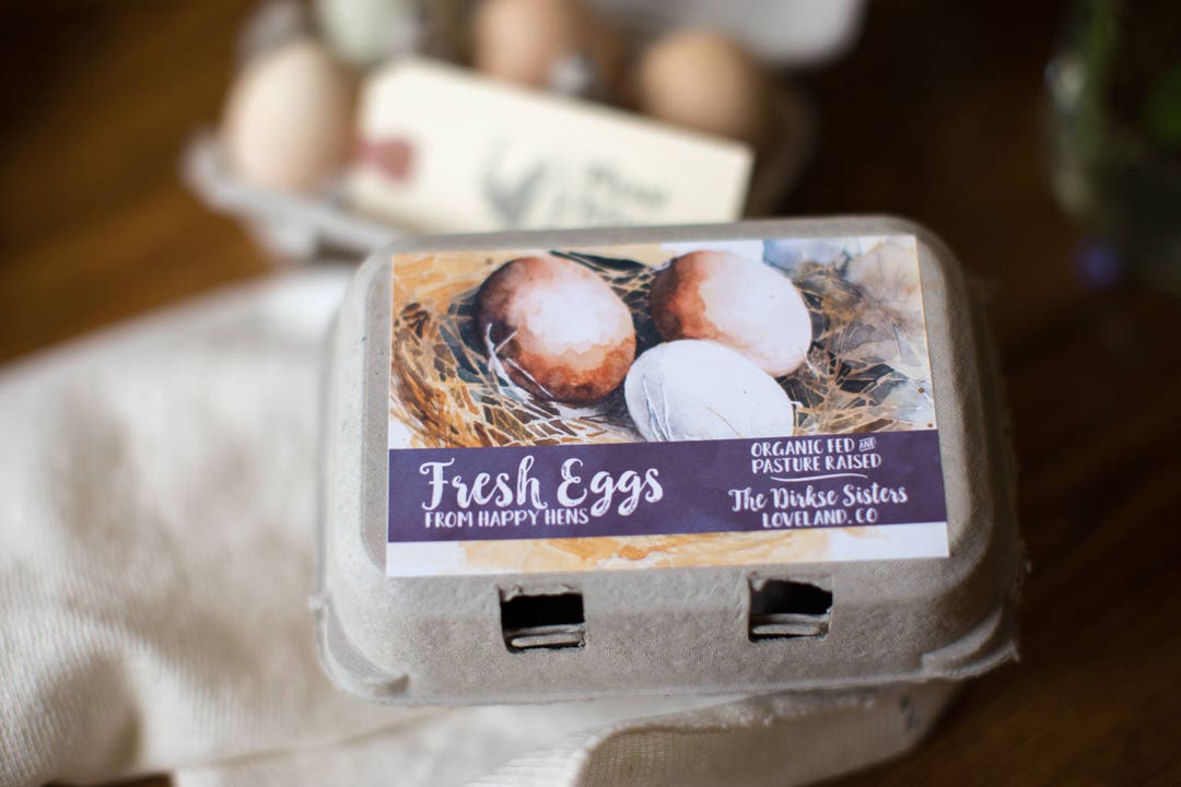 Custom Egg Carton Labels - Watercolor Eggs in a Nest - Customizable for ...