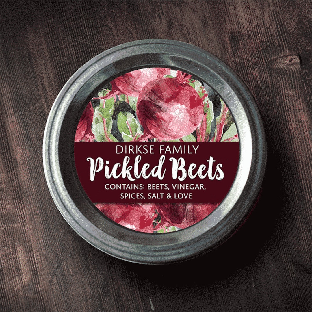 Customized Label - Pickled Beets, Watercolor Style Canning Jar Label ...