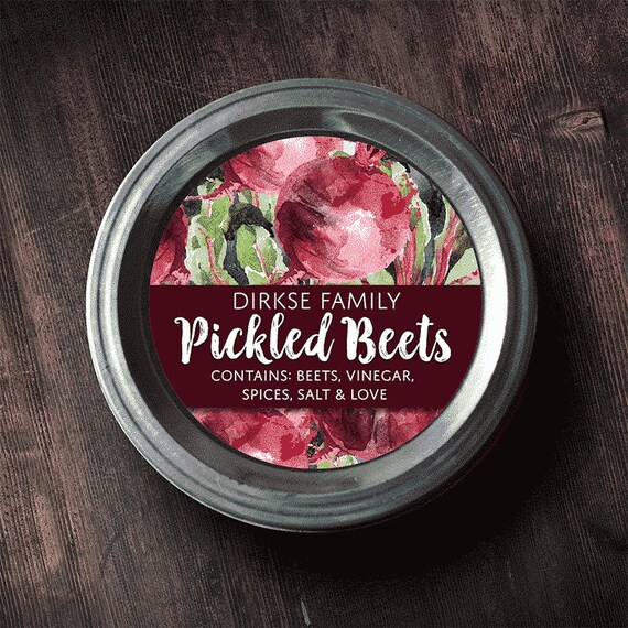 Customized Label Pickled Beets Watercolor Style Canning Jar | Etsy
