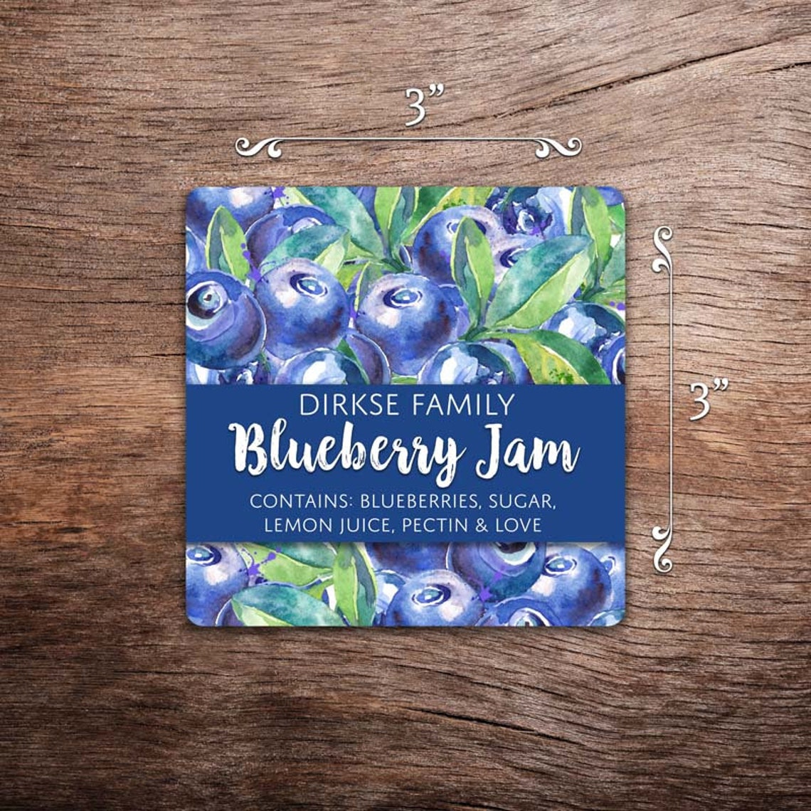 Customized Label - Blueberry Jam and Preserves, Watercolor Style ...