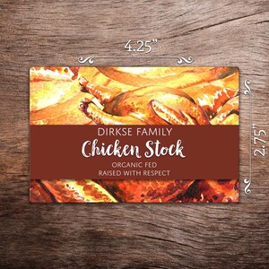 Customized Label - Chicken Stock - Bone Broth - Watercolor Style Label ...
