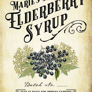 Custom Elderberry and Elderflower Label Syrup Wine or - Etsy