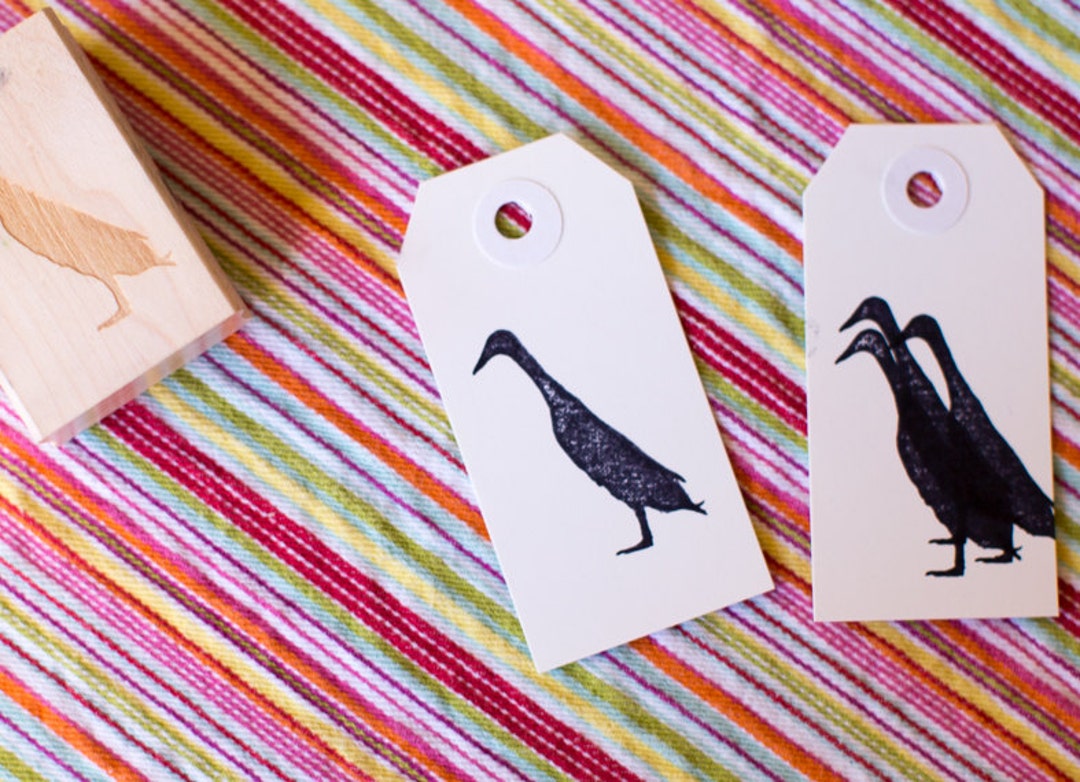 Runner Duck Stamp - Silhouette of an Indian Runner Duck - Red Rubber ...