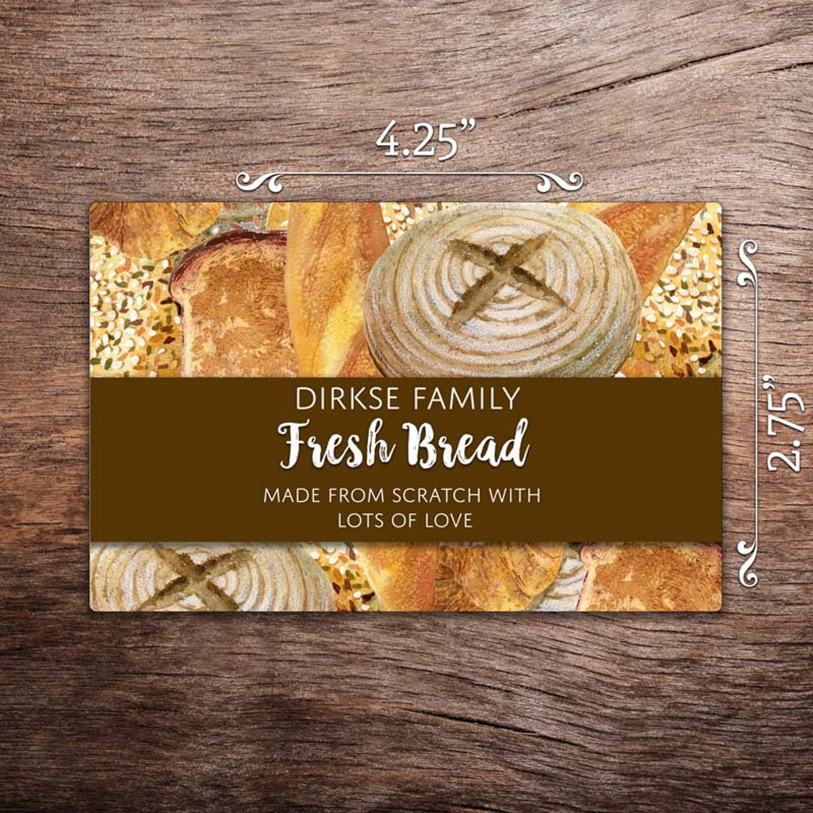 Customized Bread Label, Watercolor Style Label - Watercolor Bread Boule ...
