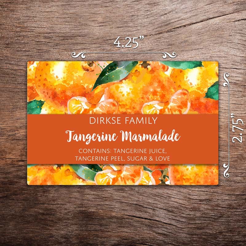 Customized Label - Tangerine Marmalade, Watercolor Style Canning Jar ...