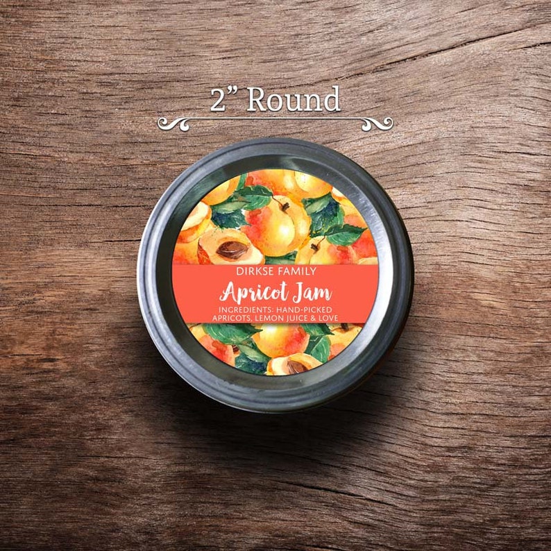 Customized Label - Apricot Jam, Jelly, Preserves, Watercolor Style ...