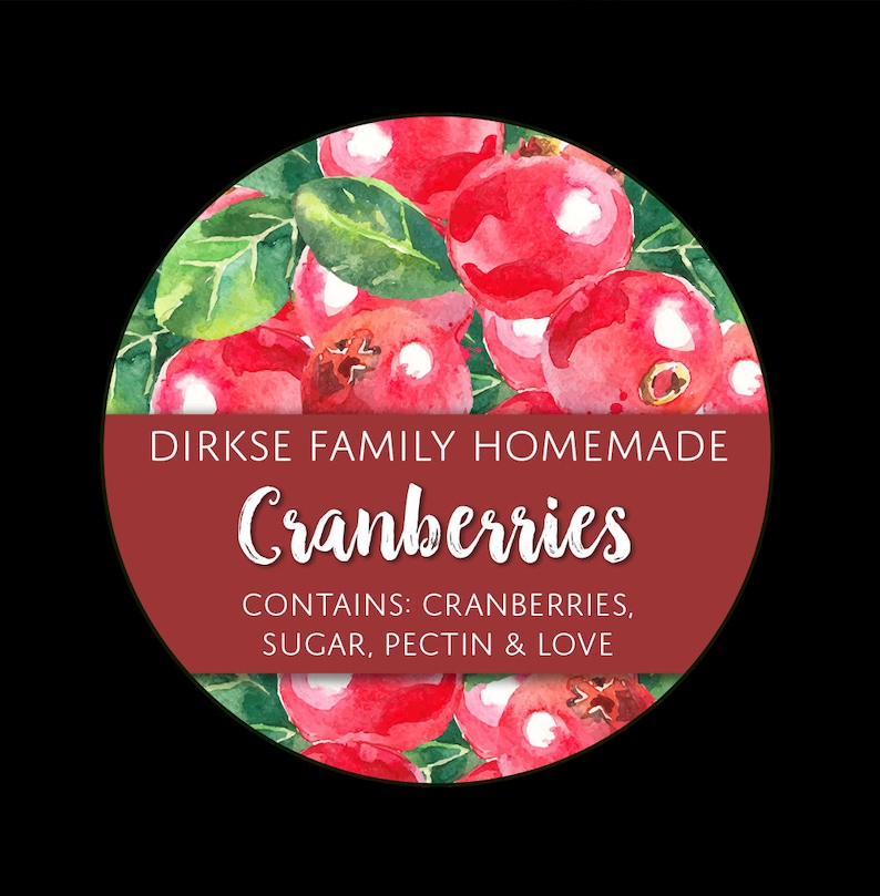 Customized Label Cranberries Cranberry Jelly Watercolor | Etsy