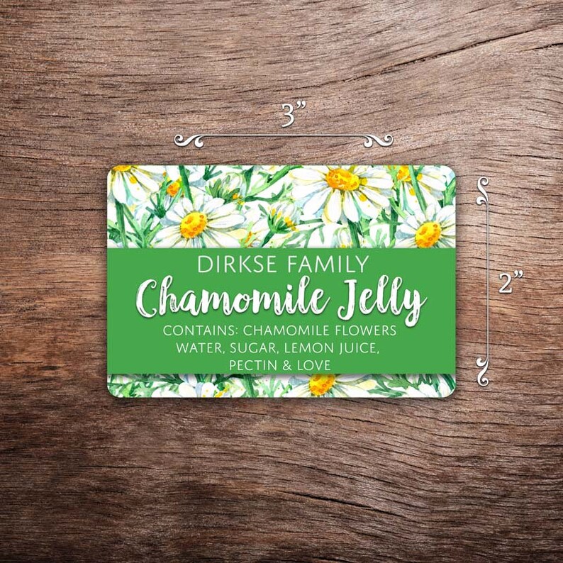 Custom Printed Labels Chamomile Jelly and Tea Watercolor - Etsy
