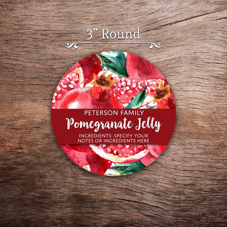 Customized Pomegranate Canning Label - Pomegranate Jelly - Watercolor ...