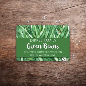 Customized Label - Green Beans, Watercolor Style Label - Watercolor ...