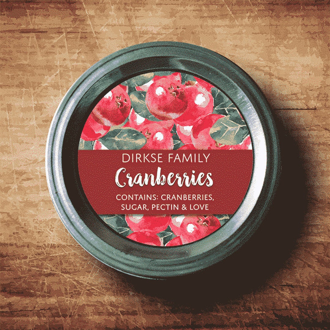 Customized Label - Cranberries, Cranberry Jelly, Watercolor Style ...