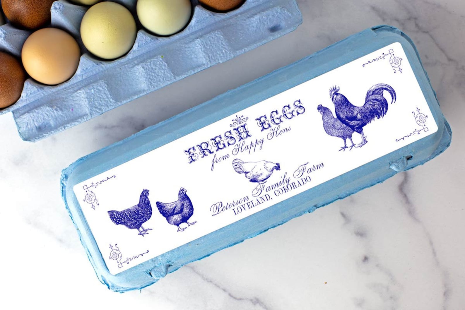 Custom Egg Carton Labels - Vintage Chickens in Red, Black or Blue - All ...