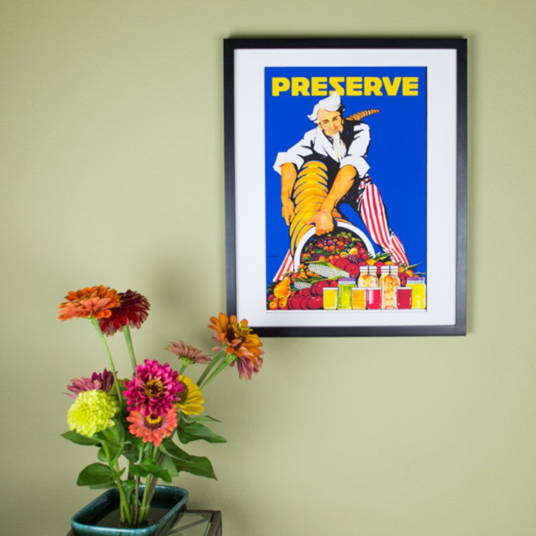 Preserve Poster - Uncle Sam With a Cornucopia of Fresh Produce and ...