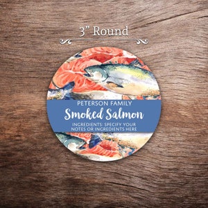 Customized Label - Salmon, Watercolor Style Label - Watercolor Canned ...