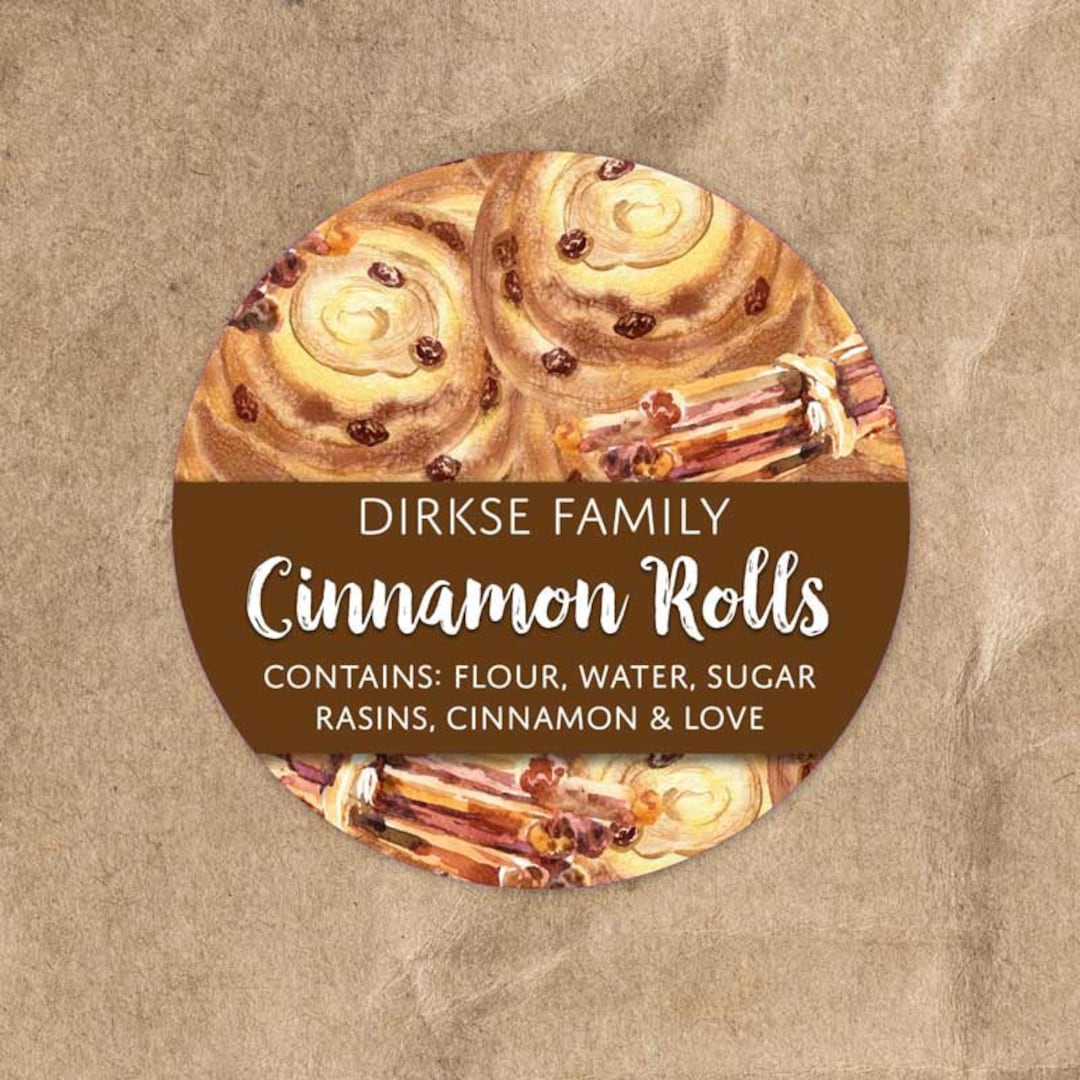 Customized Label - Cinnamon Rolls, Watercolor Style Label - Watercolor ...