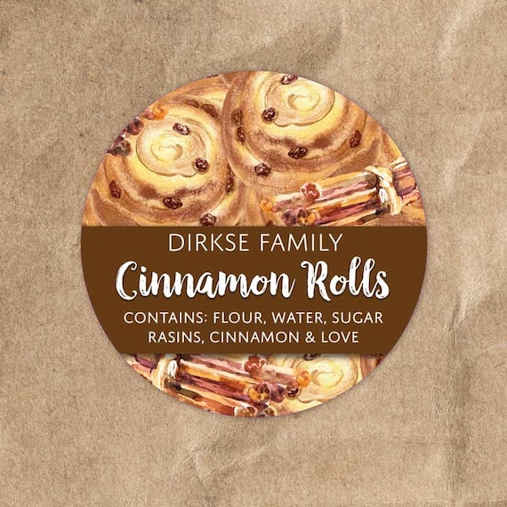 Customized Label Cinnamon Rolls Watercolor Style Label - Etsy