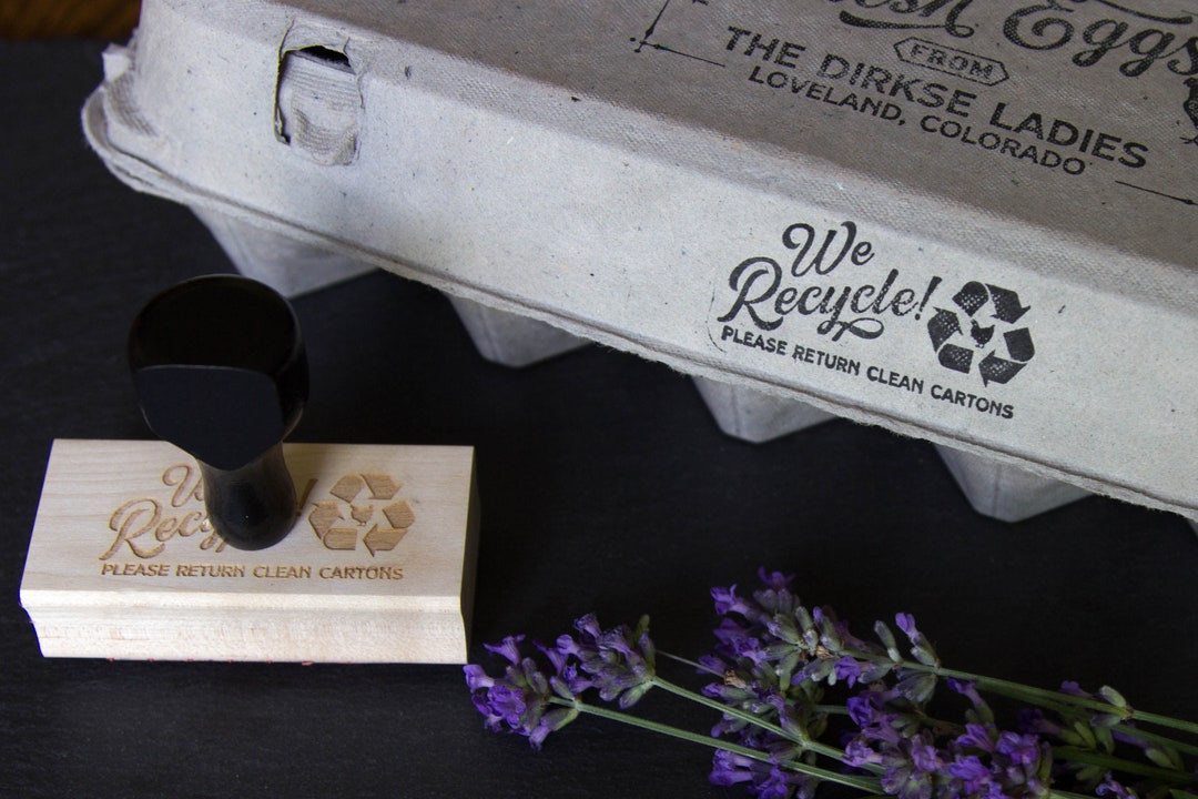 Please Return Carton Stamp - We Recycle! - Egg Carton Stamp - Farm ...