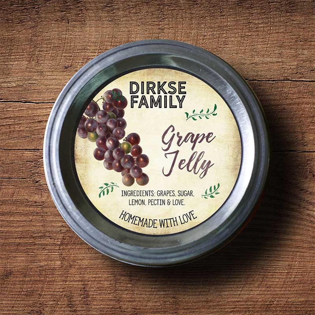 Customized Label - Grape Jelly, Jam, Preserves, Juice Canning Jar Label ...