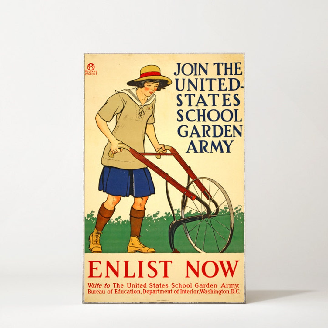 Join the United States School Garden Army - Enlist Now - Vintage Poster ...