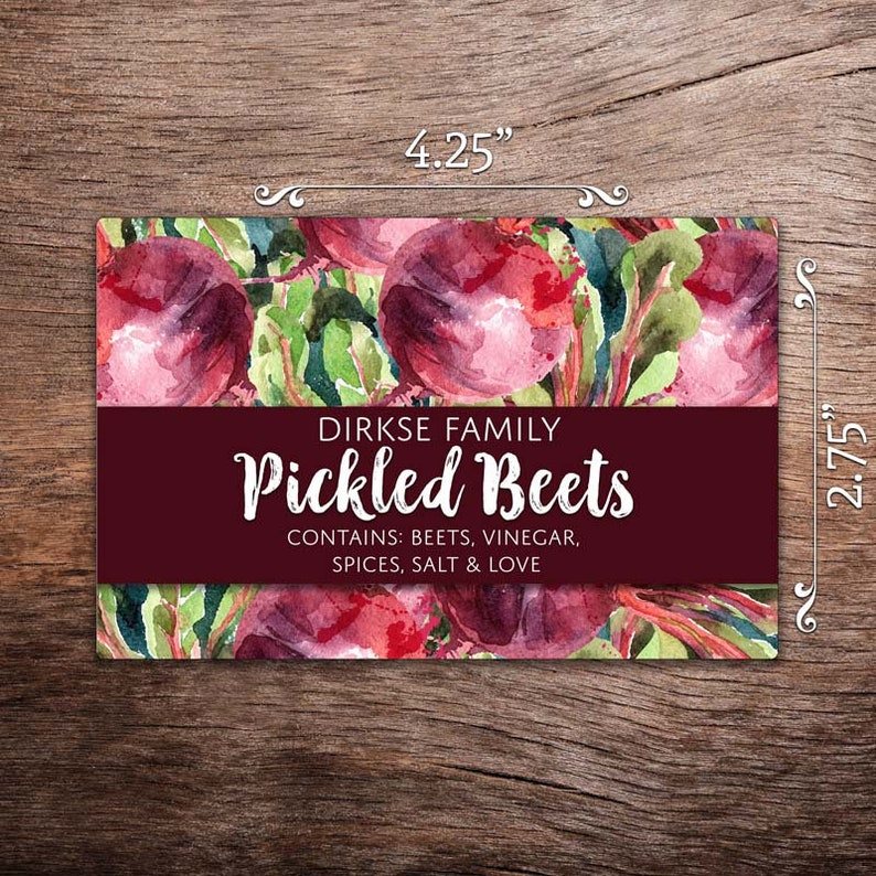 Customized Label - Pickled Beets, Watercolor Style Canning Jar Label ...