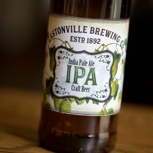 Customized Beer Label - IPA - Vintage Design With Hops - Custom ...