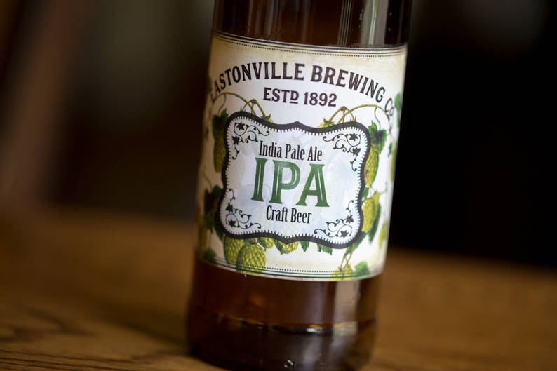 Customized Beer Label IPA Vintage Design With Hops - Etsy