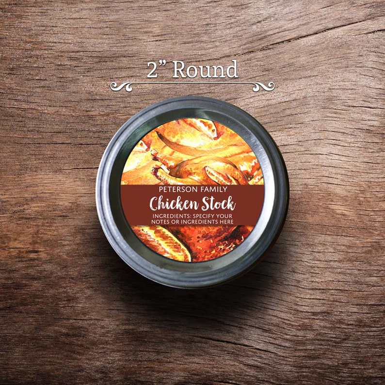 Customized Label Chicken Stock Bone Broth Watercolor - Etsy
